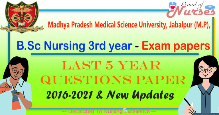 B.Sc. Nursing 3rd Year Question Papers For MPMSU